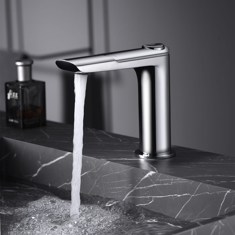 Chrome Single Hole Bathroom Basin Tap With Single Handle Press Button ...