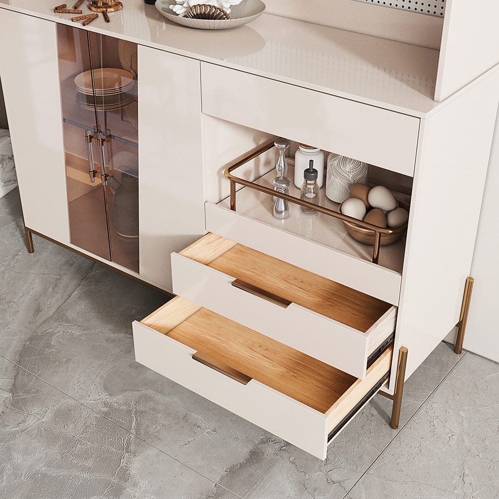 Huche de cuisine autoportante kaki clair de 1450 mm, portes et étagères ...