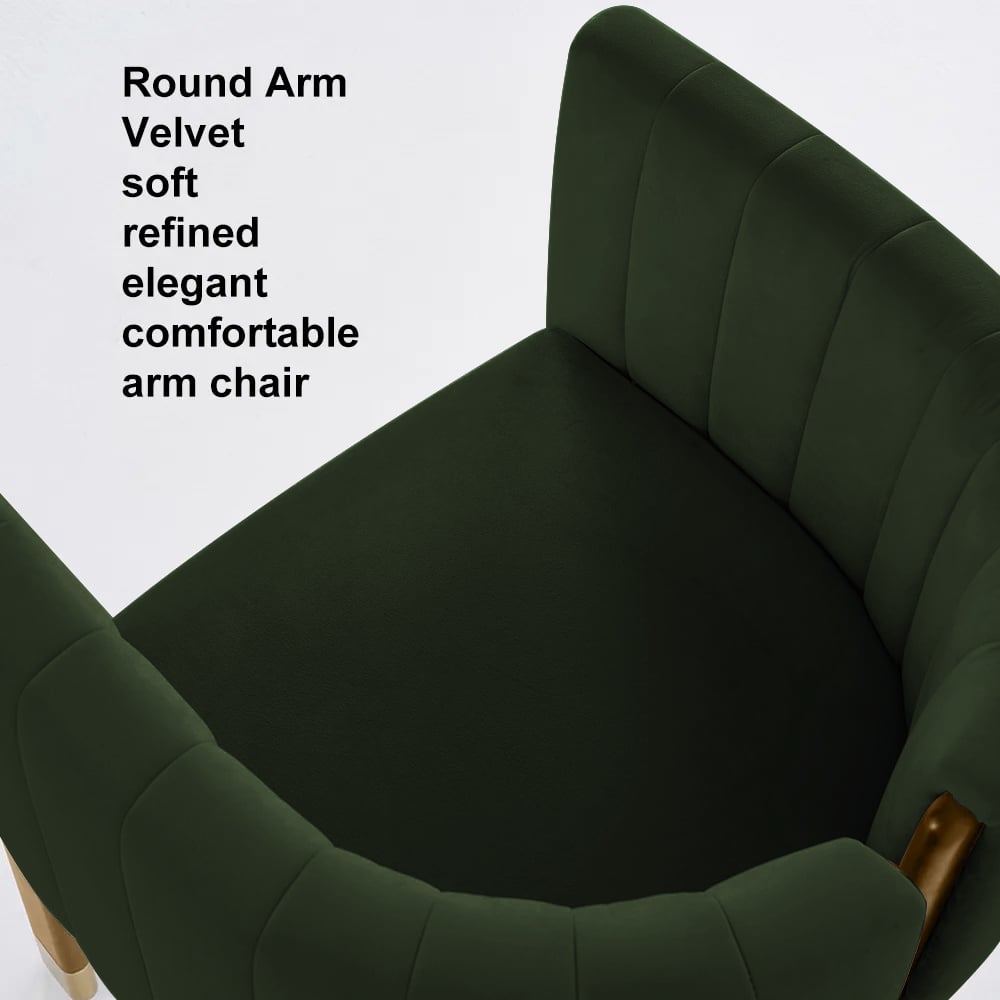 Velvet Fluted Upholstered Accent Chair with Wood Frame | Homary