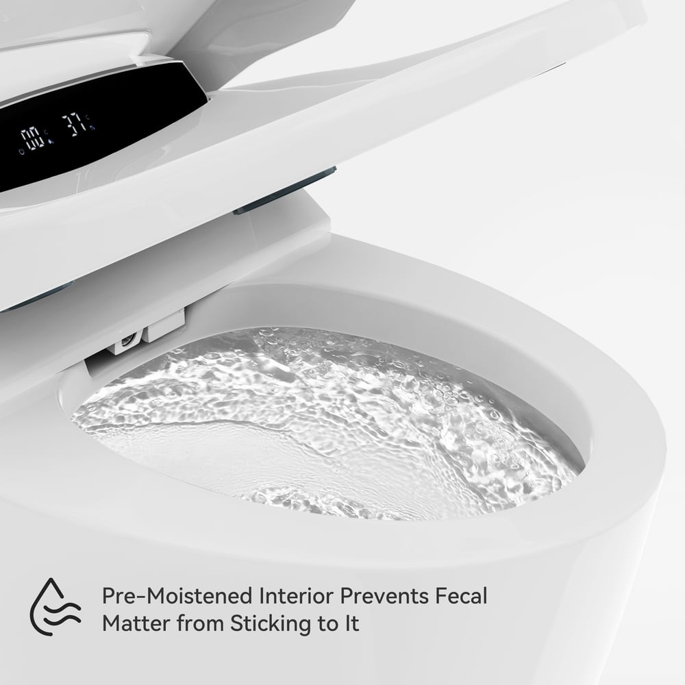 Automatic Smart Bidet Toilet with Auto Open/Close Lid White Horizontal ...