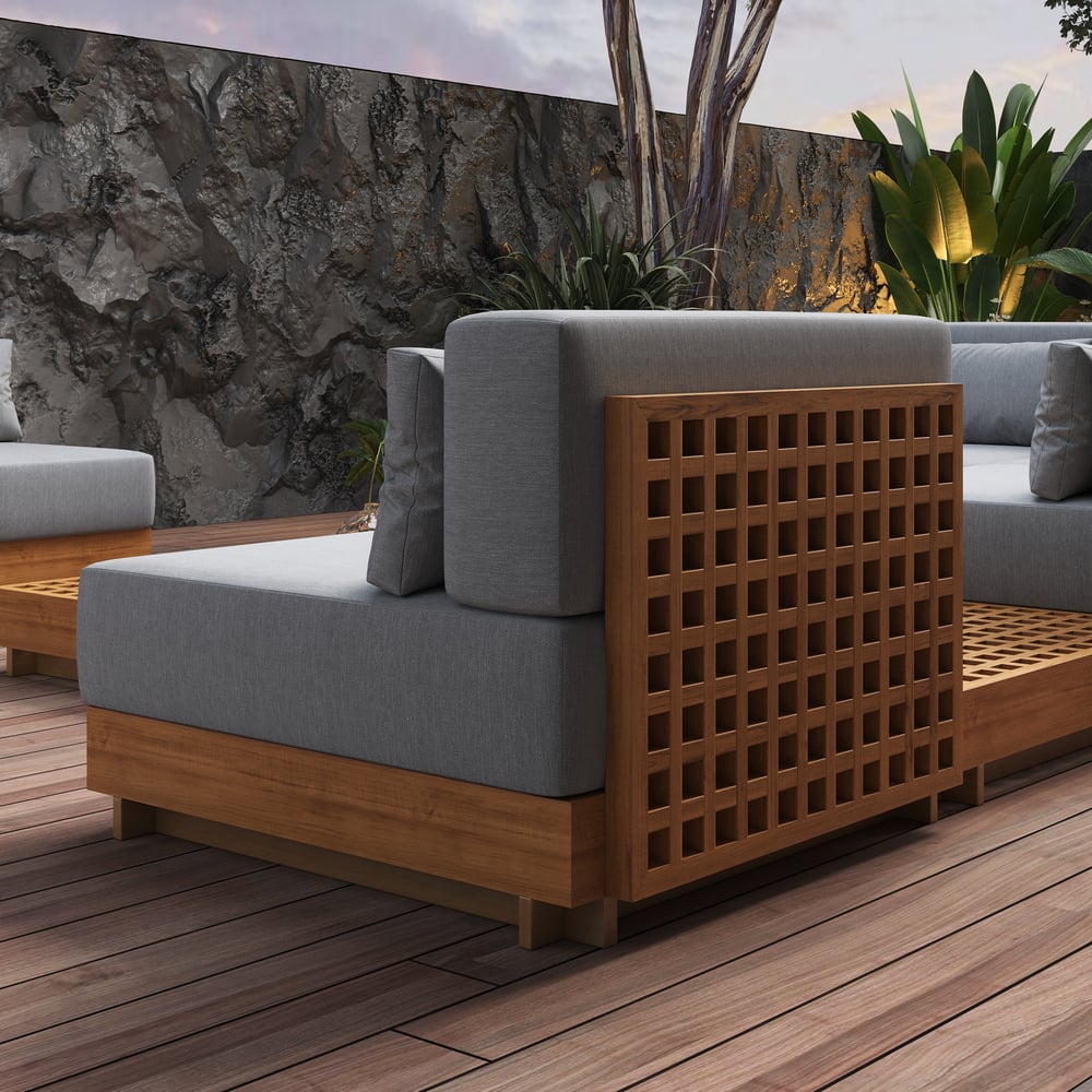 9-Piece Premium Teak Modular L-Shaped Outdoor Sectional Sofa Set in ...
