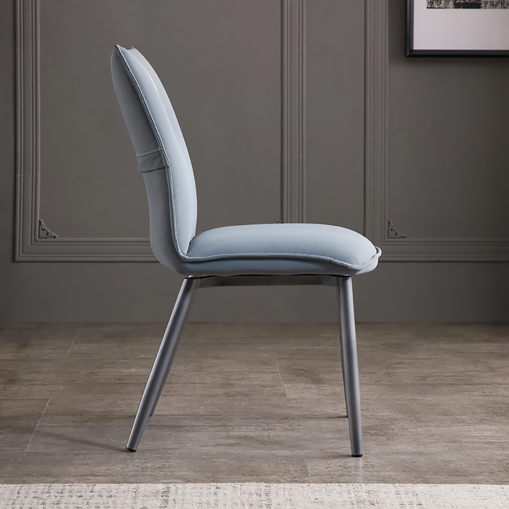 Gray Modern Leath-Aire Dining Chair Backrest Stool Armless Set of 2｜Homary