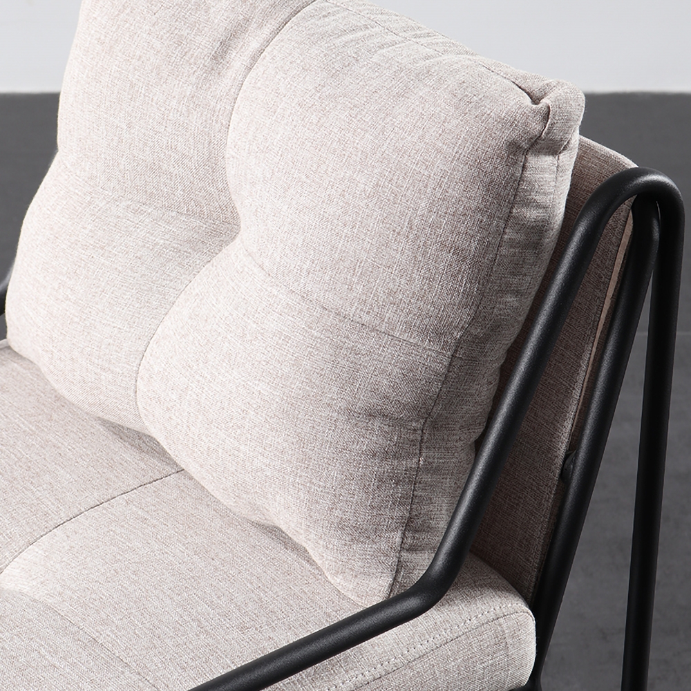 Modern Chair Beige Upholstered Lounge Chair Fabric Accent Chair Sturdy ...