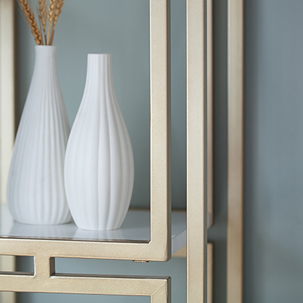 1800mm Gold Modern Metal Etagere Bookshelf Freestanding Bookcase with ...