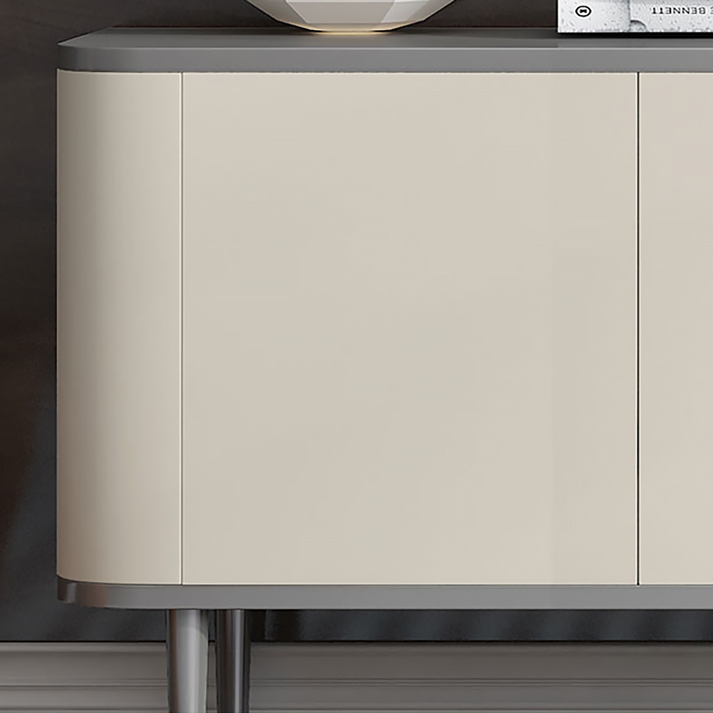 Modern White & Gray TV Stand Rectangle Media Stand TV Console with 4 ...