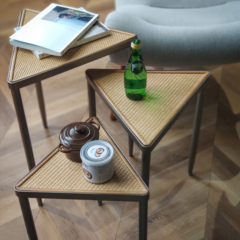 Set of 3 Nesting Coffee Table Rattan Side Table End Table | Homary