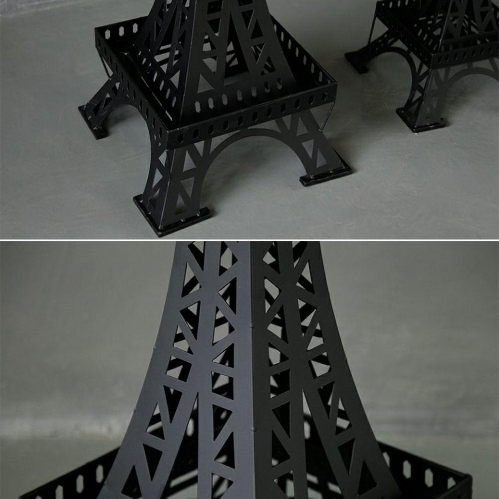 Modern Black Coffee End Table Pine Wood Round Tabletop Metal Tower Legs ...