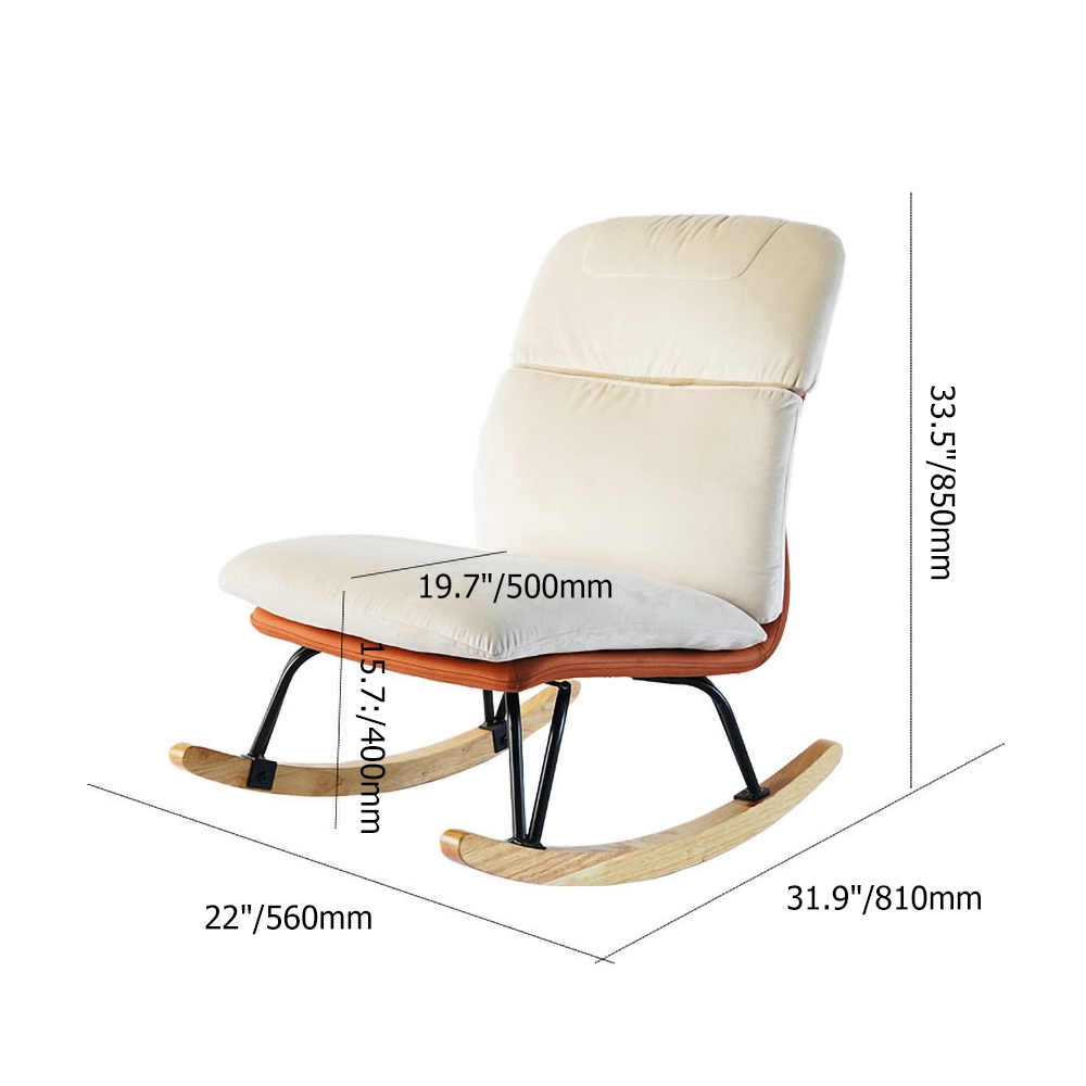 Beige & Chocolate Leath-Aire & Velvet Rocking Chair Armless Chair Stool ...