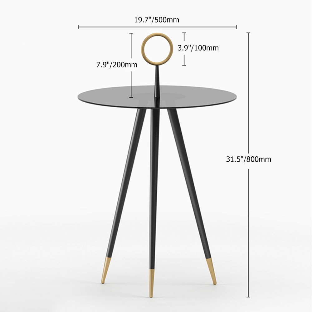 Black Round Small End Table Modern Metal Side Table | Homary UK