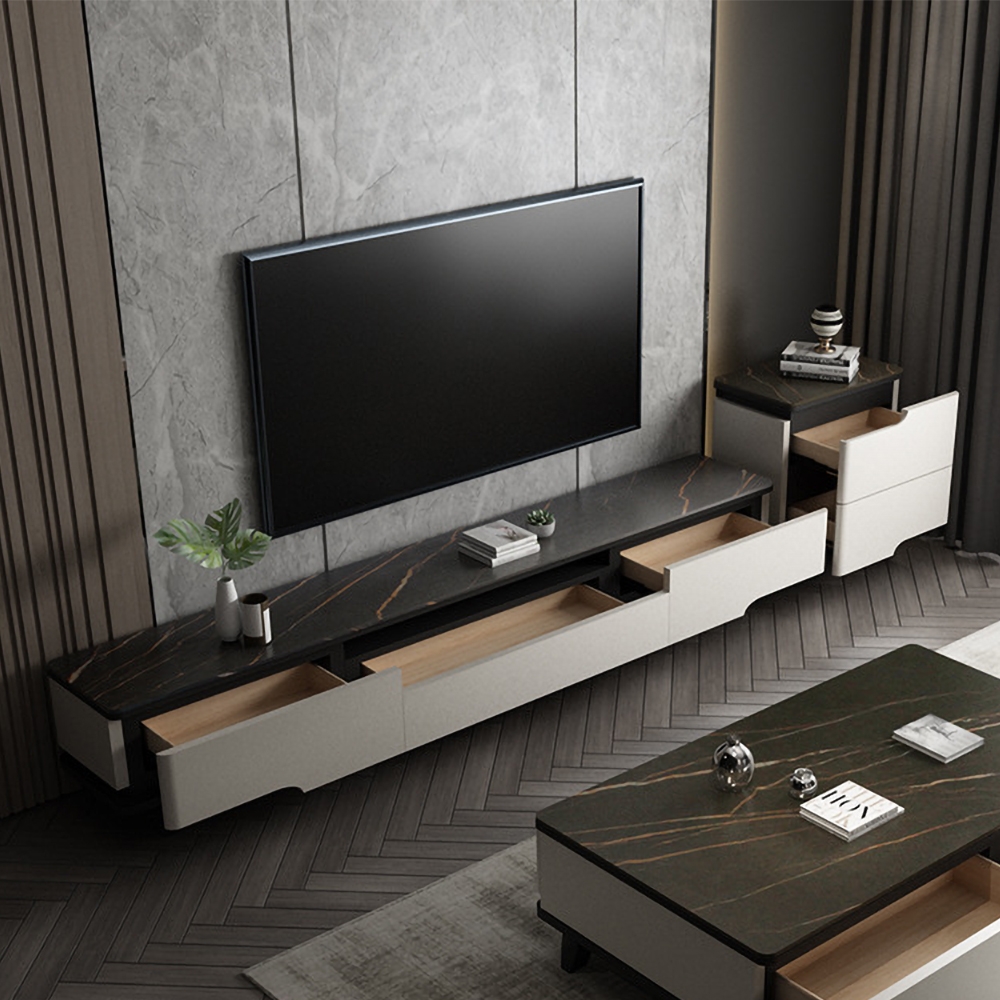 Modern Black TV Stand with Drawers for TVs up to 1905mm Media Console ...