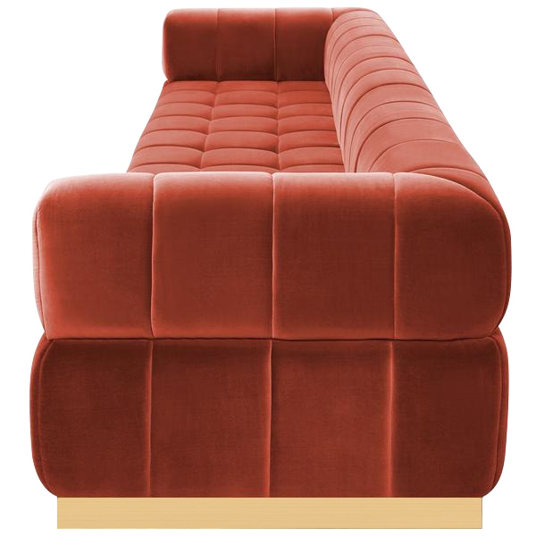 Modern Urban Style 3-Seat Orange Velvet Upholstery Square Tufting ...