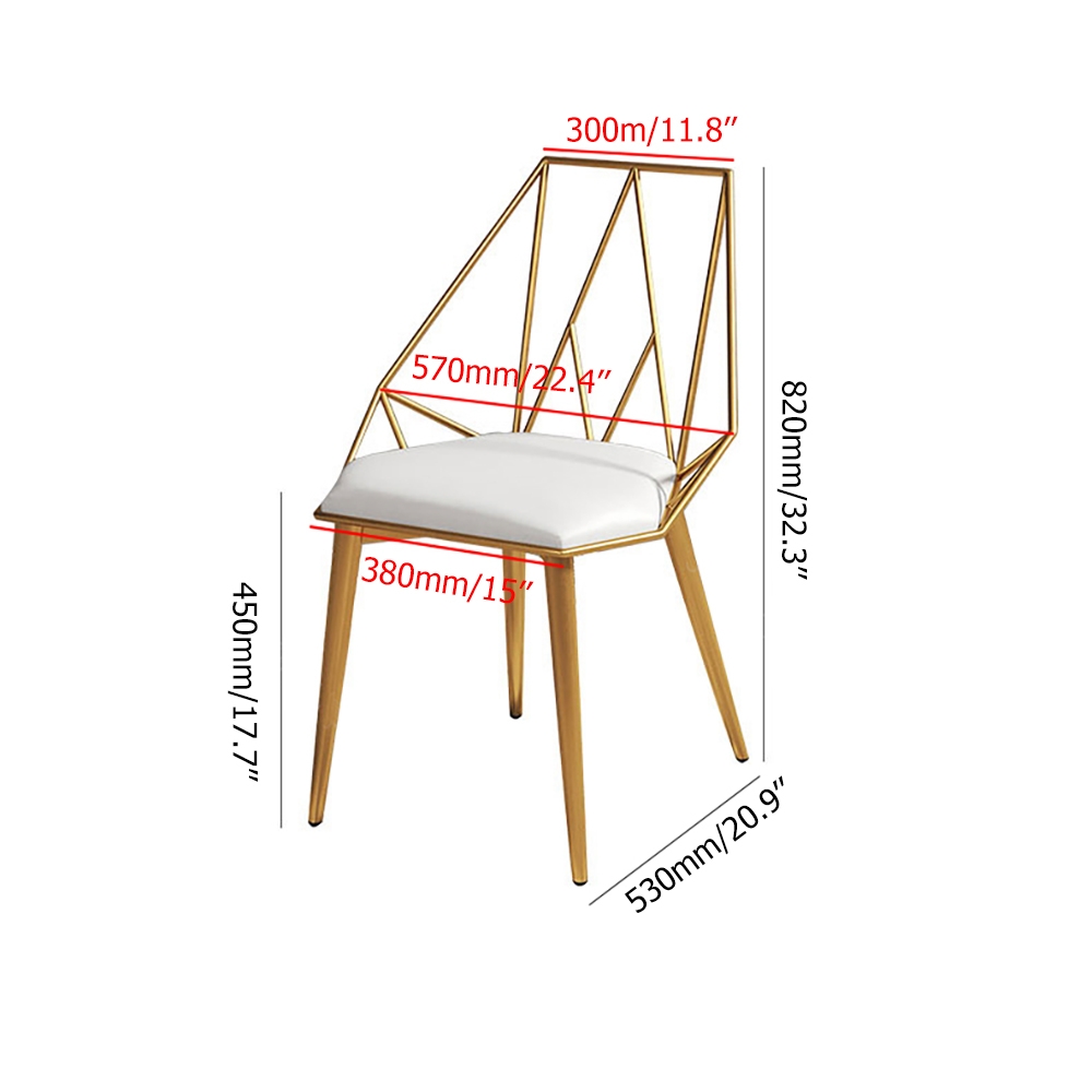 Geometric Dining Chair Black / White PU Leather Upholstery Gold Metal ...