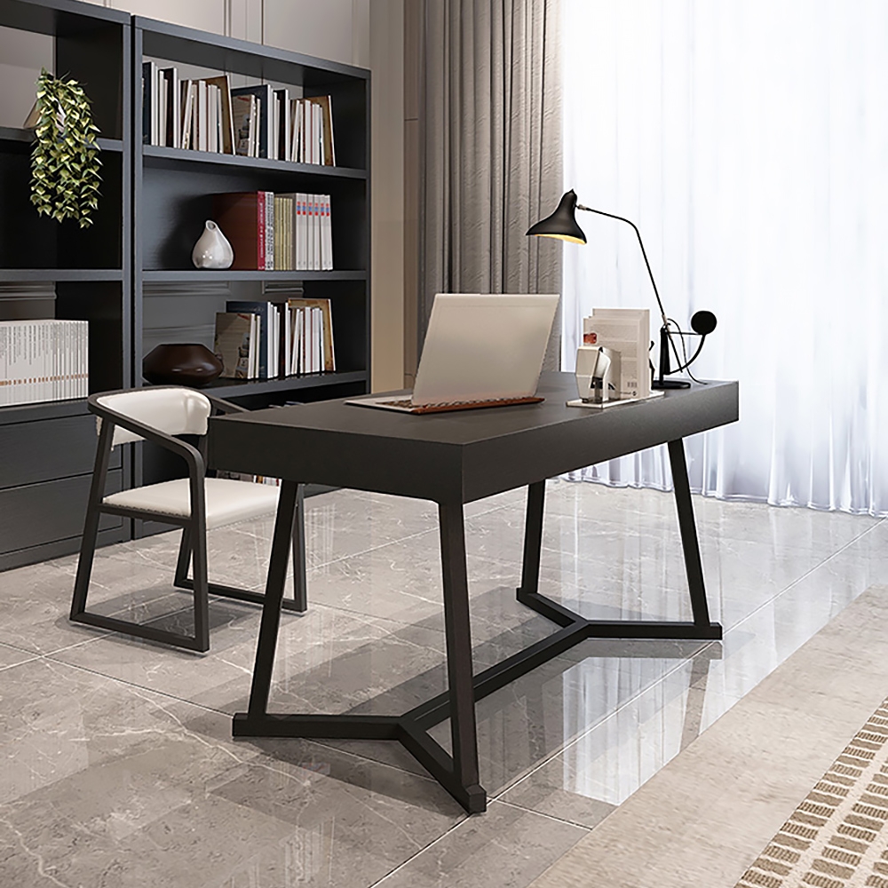 63" Black Rectangular Writing Desk Modern Computer Desk MDF | Homary
