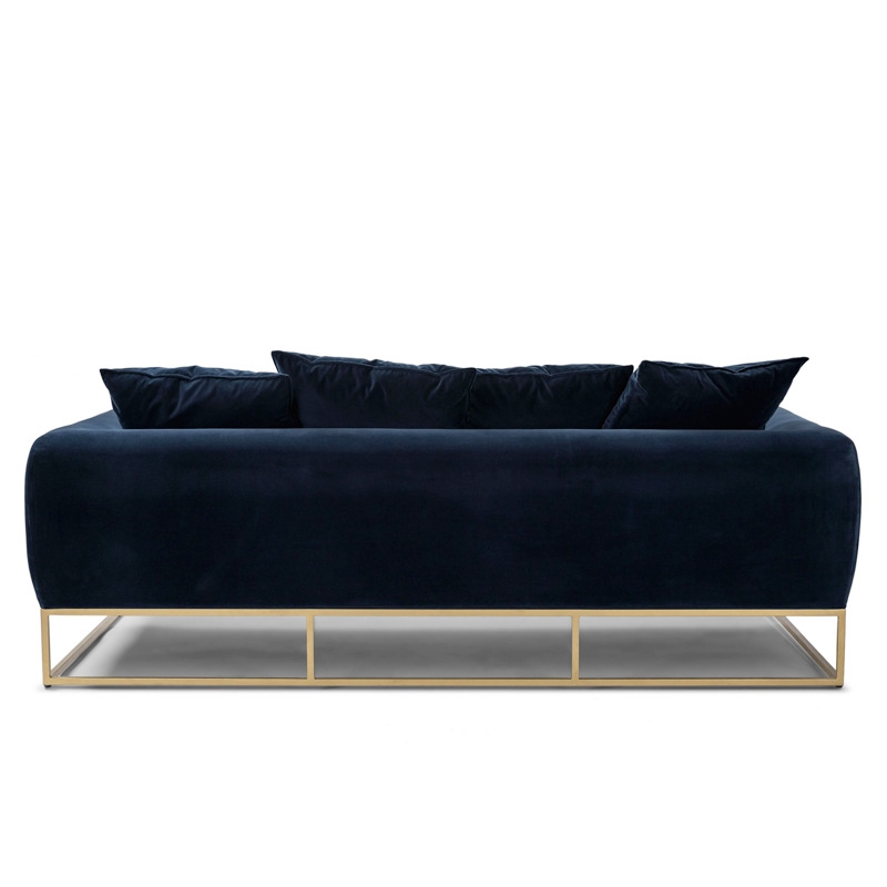 Mid-Century Modern Upholstered Sofa 3 Seater Blue Velvet Sofa with ...