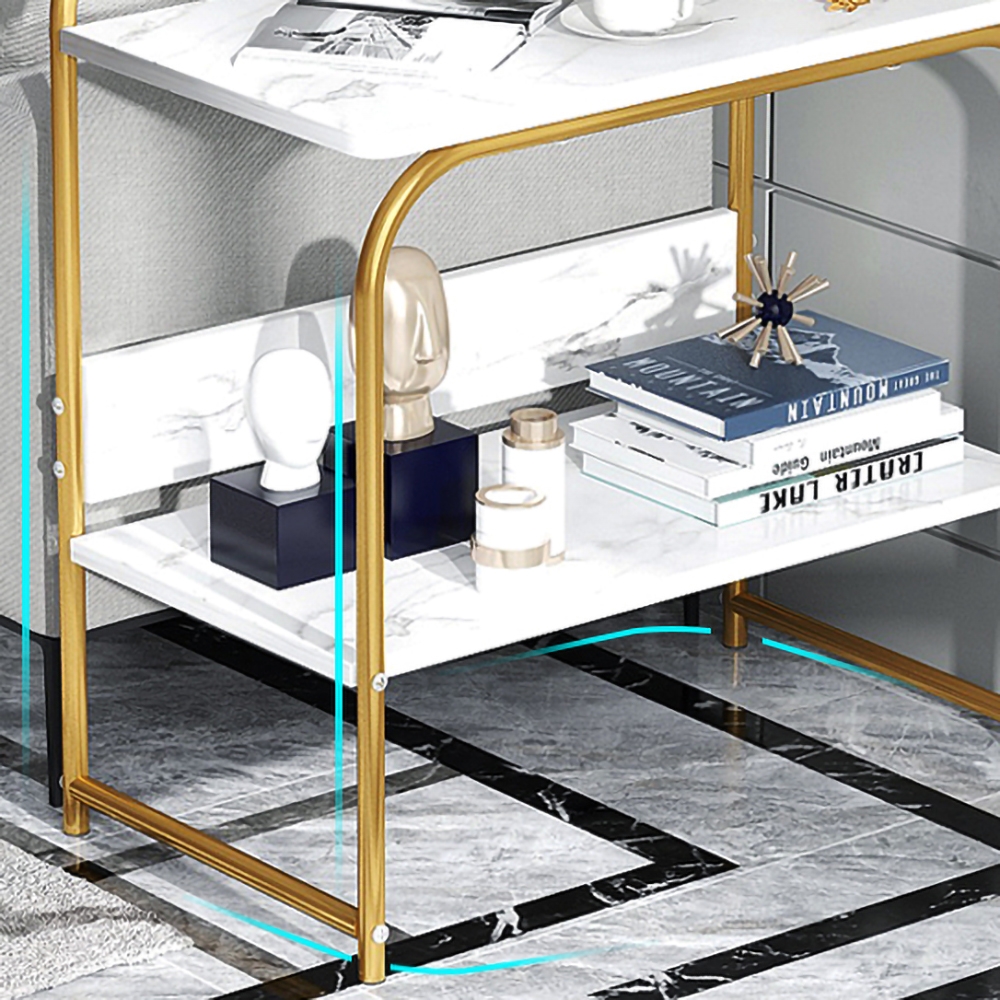 Modern End Table 2-Tiered with Shelves Side Table Metal Frame | Homary