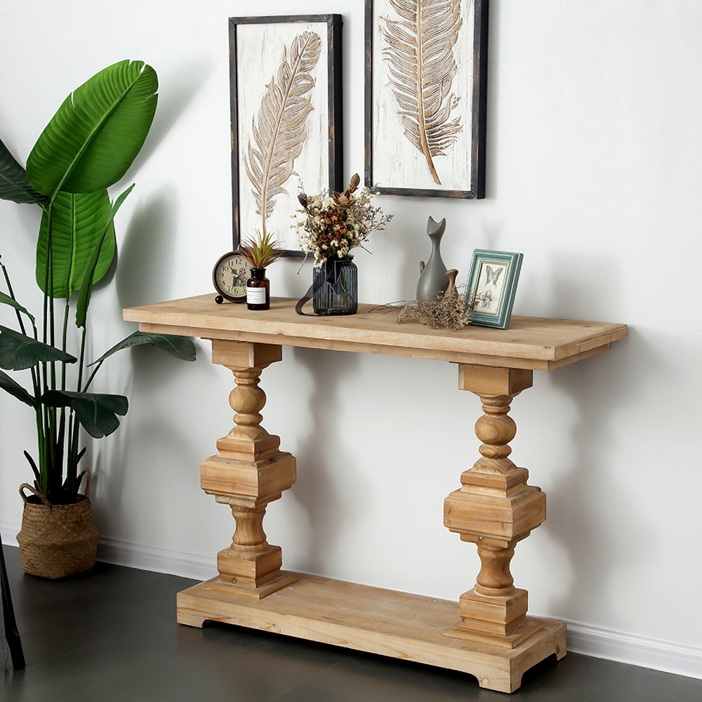 47.2" Rustic Narrow Console Table with Storage Wooden Entryway Table｜Homary