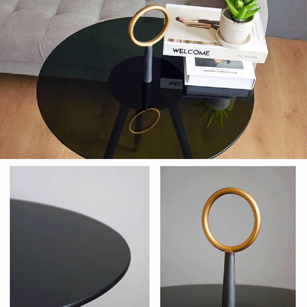 Black Round Small End Table Modern Metal Side Table｜Homary UK
