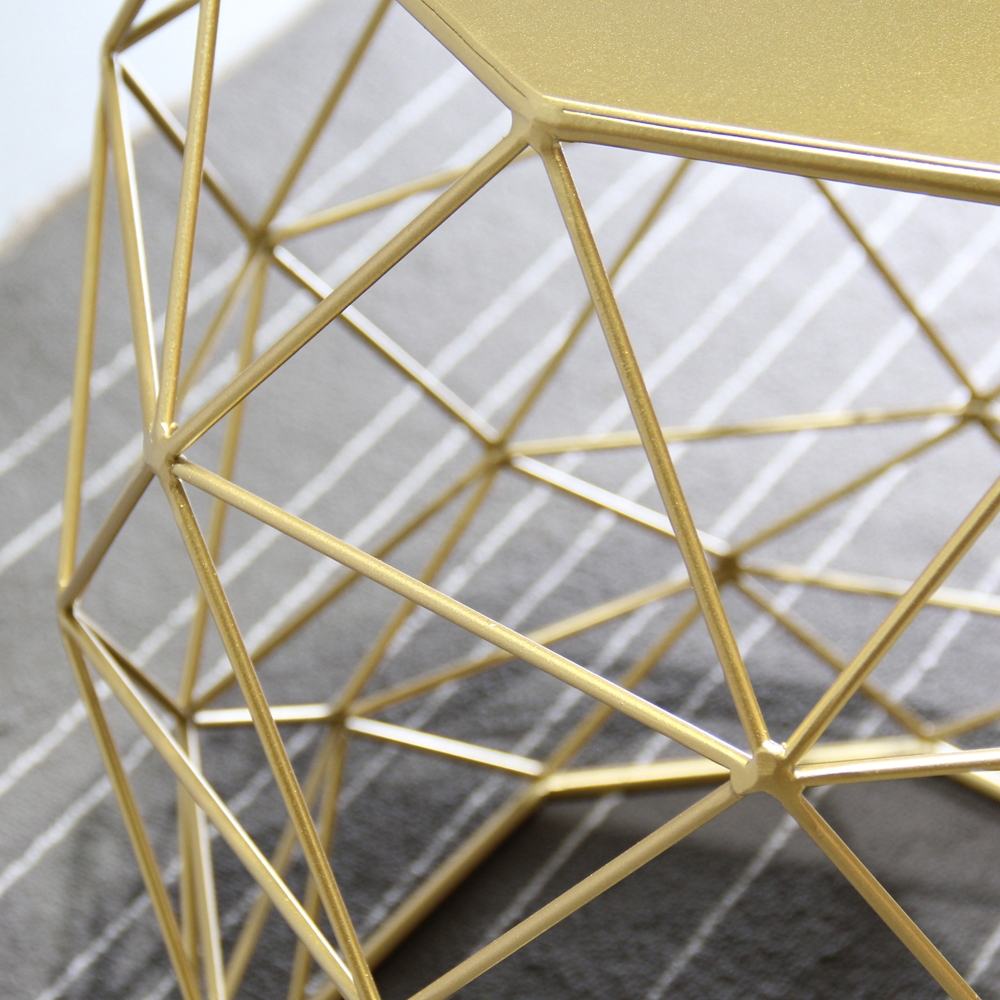 Modern Gold Metal End Table Unique Hollowed Design Side Table｜Homary