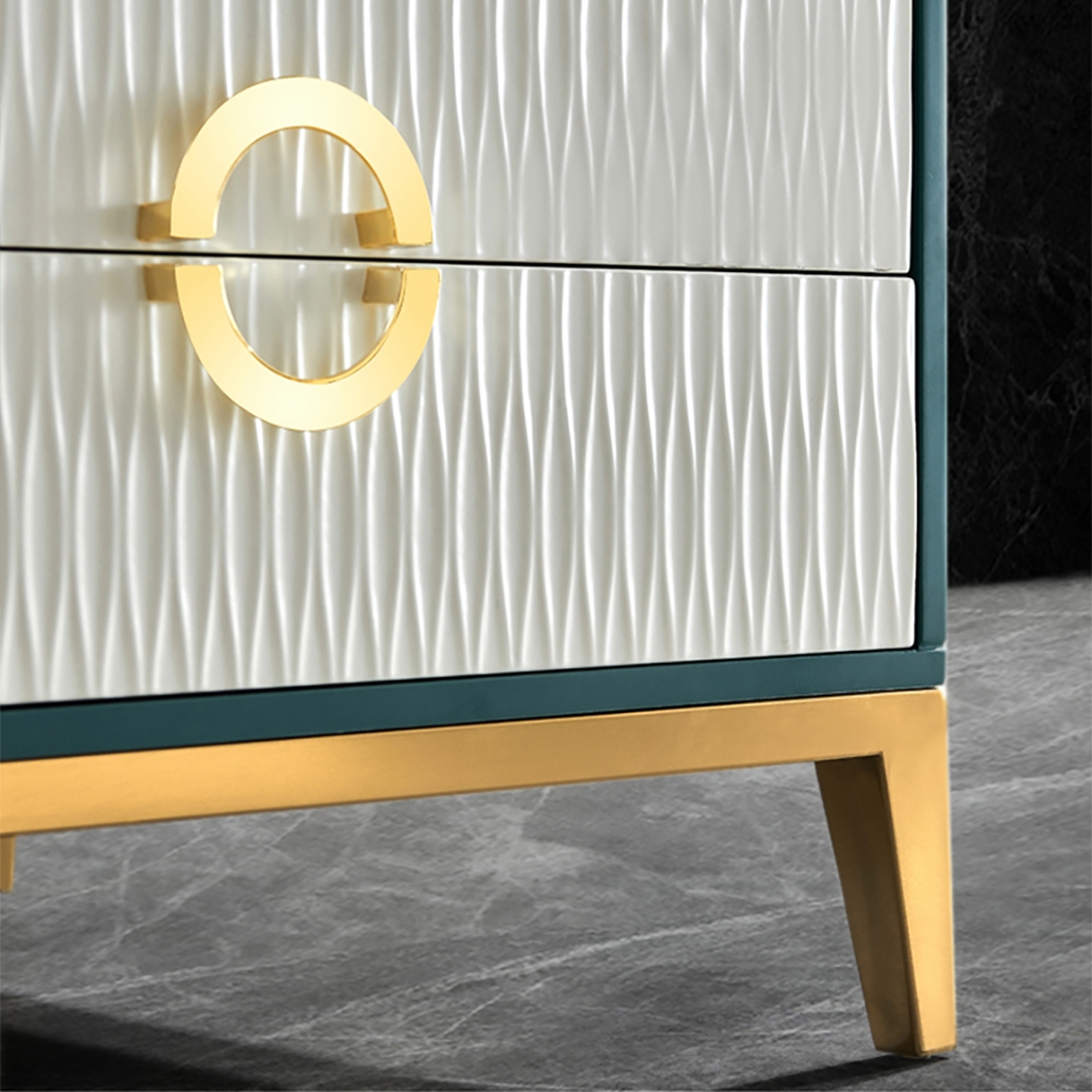 Postmodernism White Side Cabinet Tempered Glass Top with 4 Drawers in ...