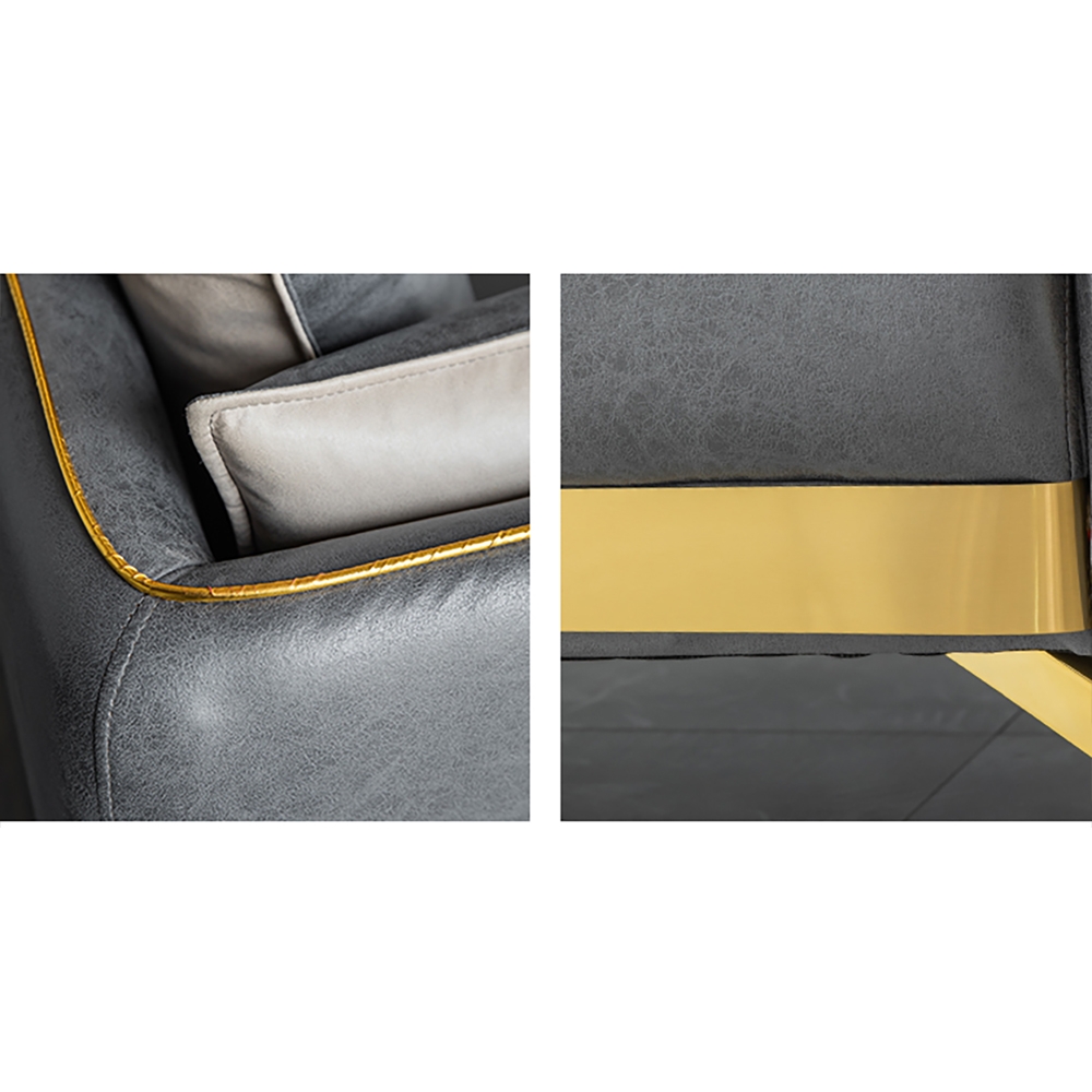 2000mm Modern Luxury Sofa Leath-aire Upholstered Sofa 3-Seater Sofa ...