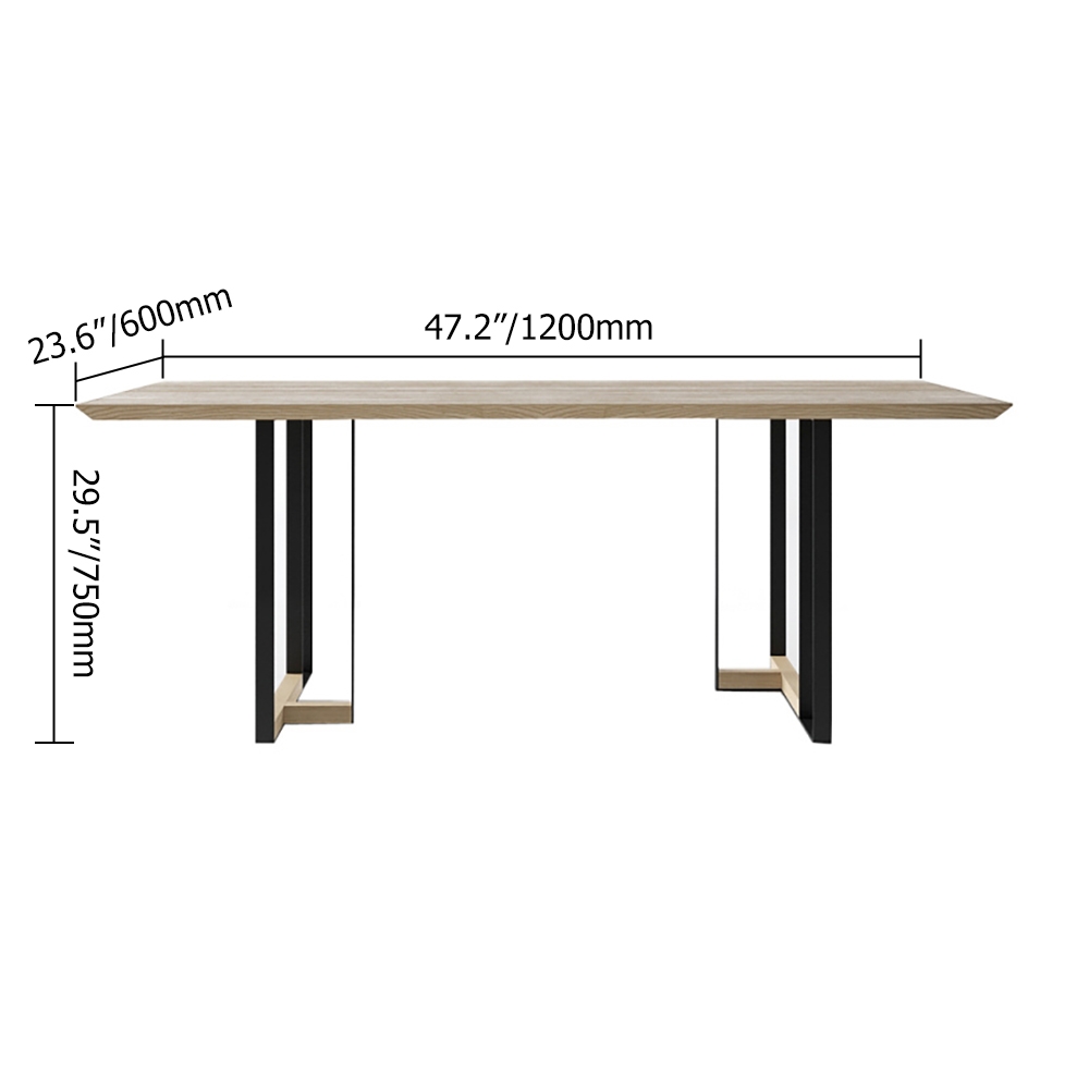 47.2" Retro Rectangular Desk Solid Wood Writing Desk | Homary