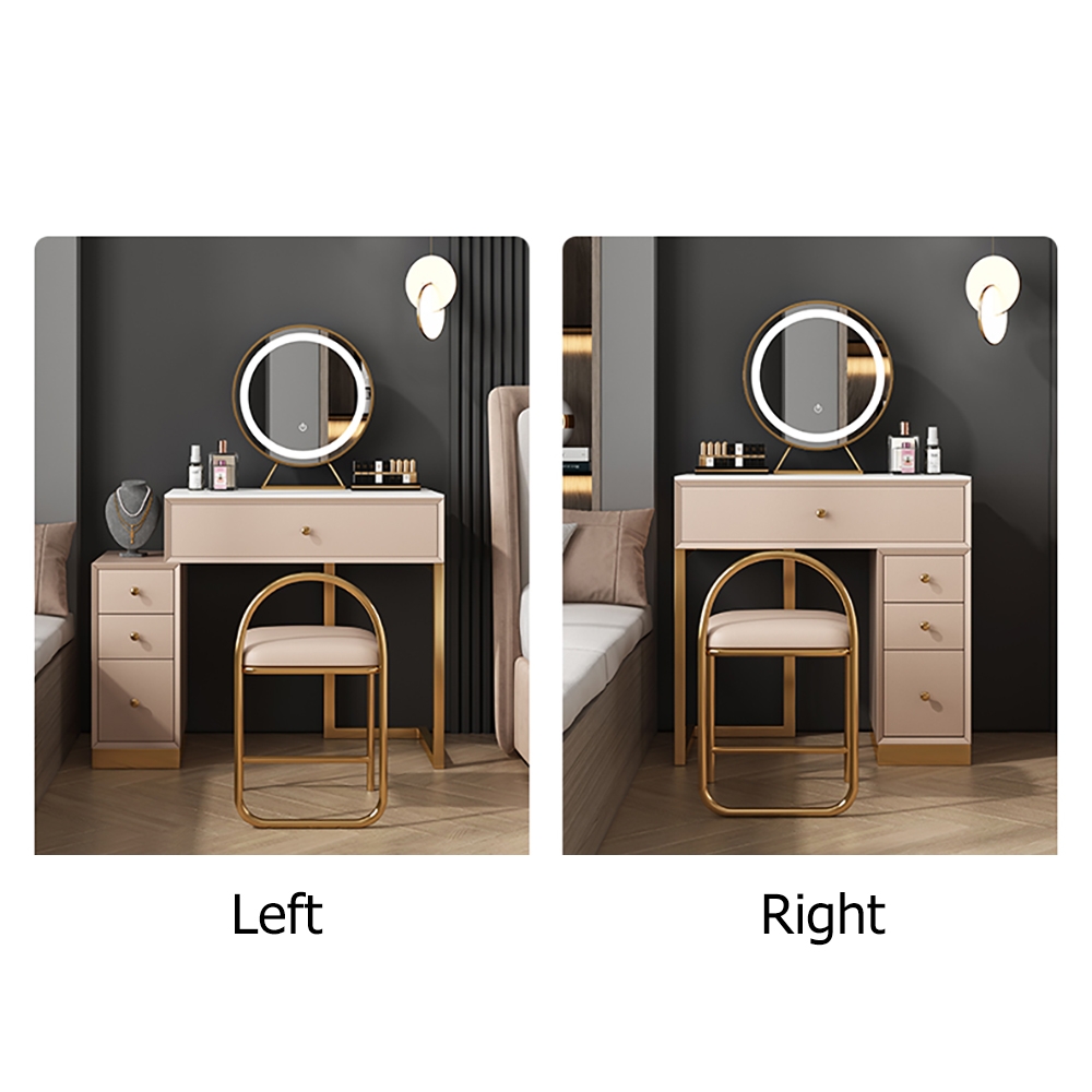 Minimalist Makeup Vanity Set Sintered Stone Top Dressing Table & Mirror ...