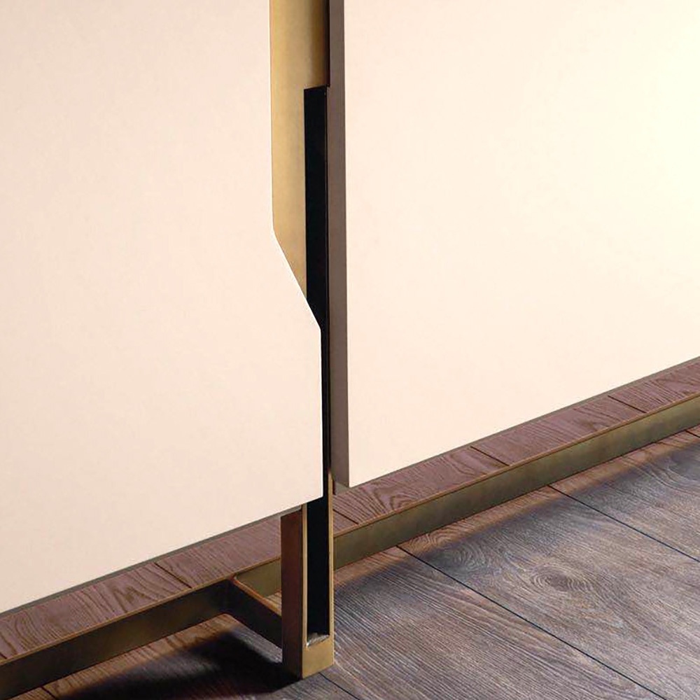 Modern Off White TV Stand Sintered Stone Top Media Console with Doors ...