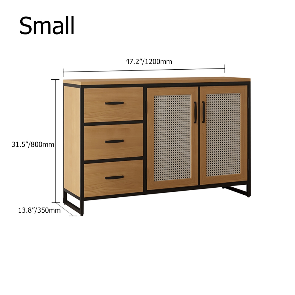 1200mm Natural Sideboard Nordic Rattan Woven Buffet with Drawers ...