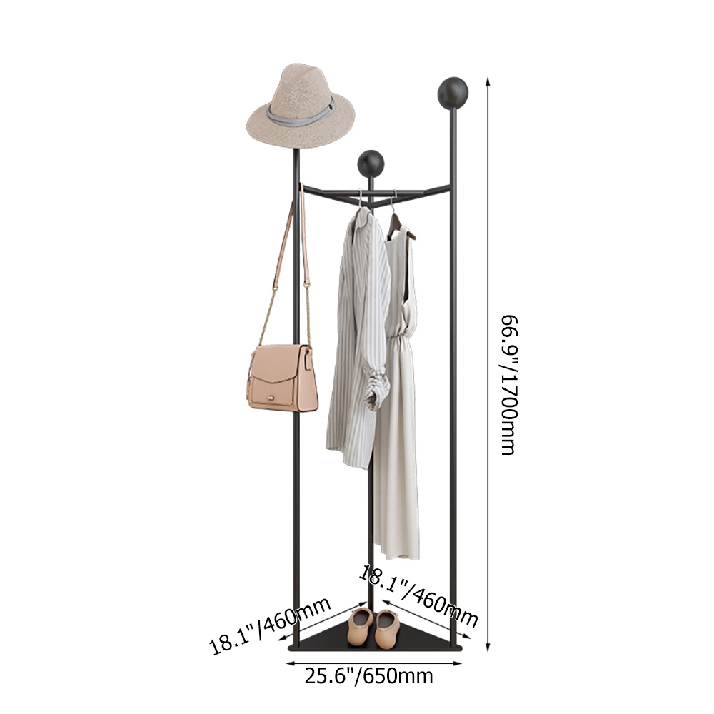 66" Modern Industrial Metal Triangle Freestanding Cloth Rack with Rail ...