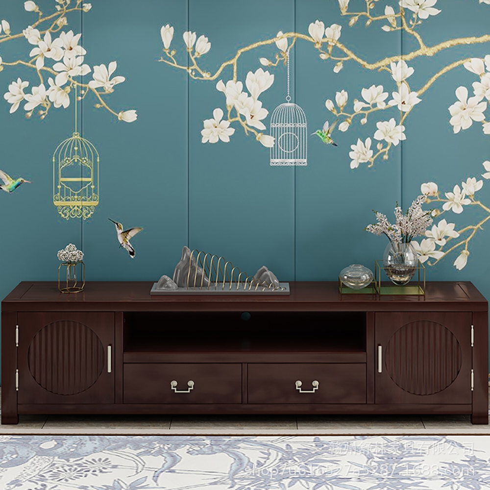 Vintage Coffee TV Stand 2-Door 2-Drawer Media Console in Large｜Homary UK