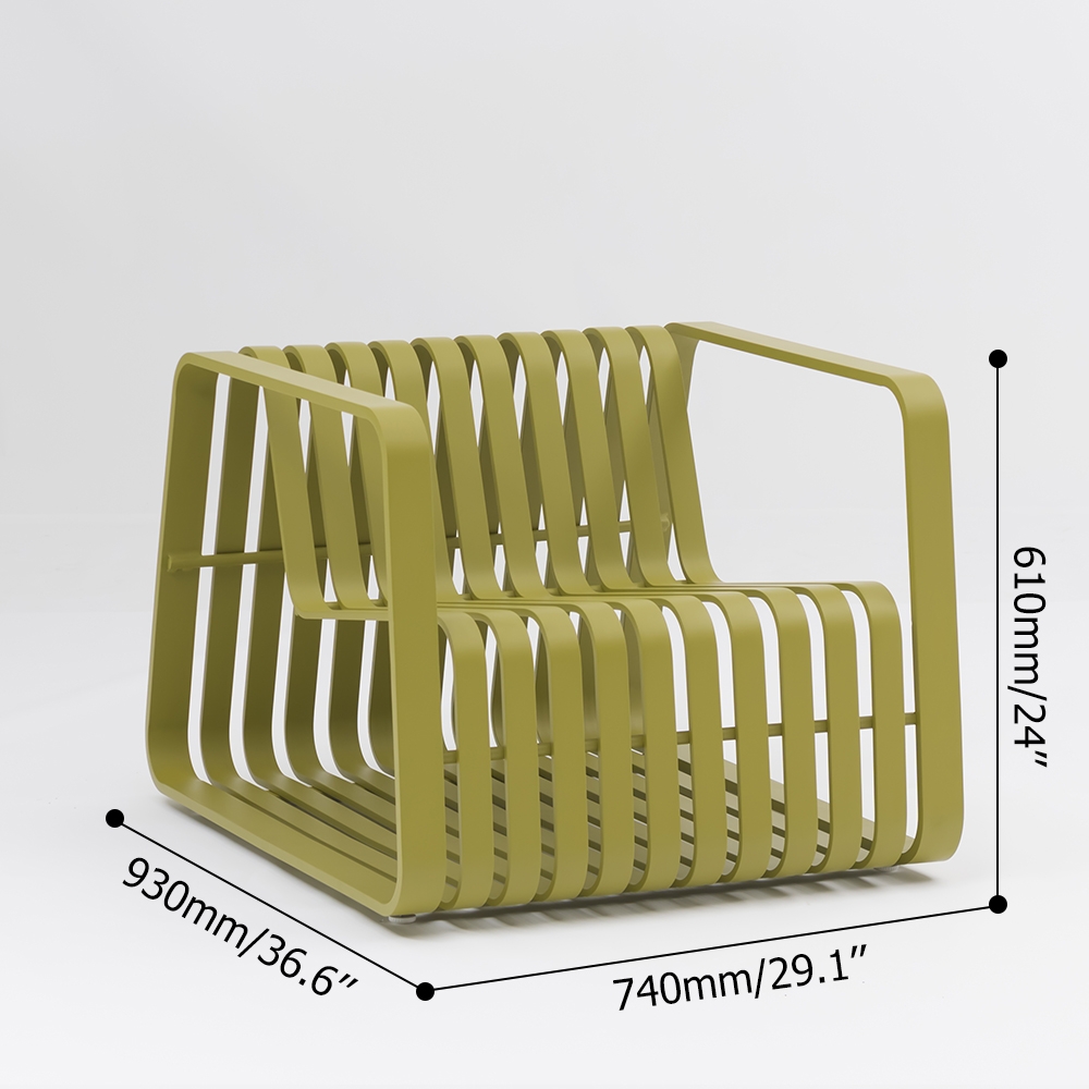 Modern Olive Green Aluminum Accent Chair with Square Arm | Homary