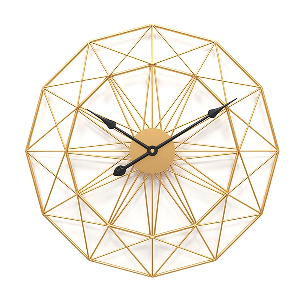 500mm Geometric Polygon Personality Large Metal Gold Luxury Wall Clock ...