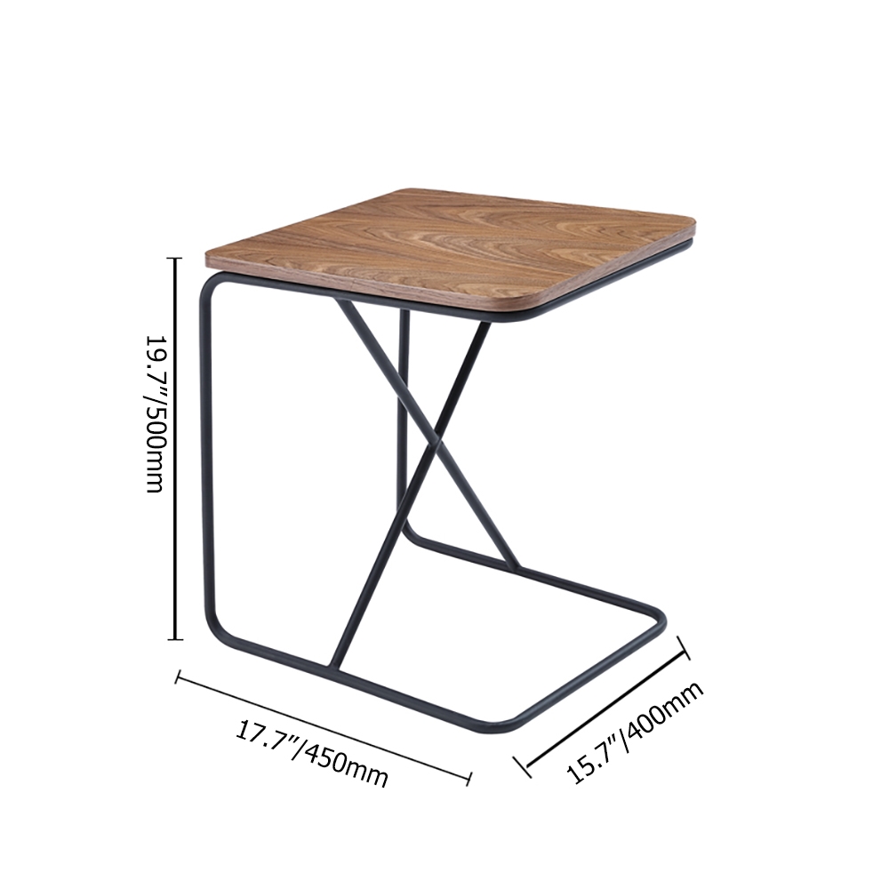 Walnut Modern C Side Tables for Living Room with Wood Top & Carbon ...
