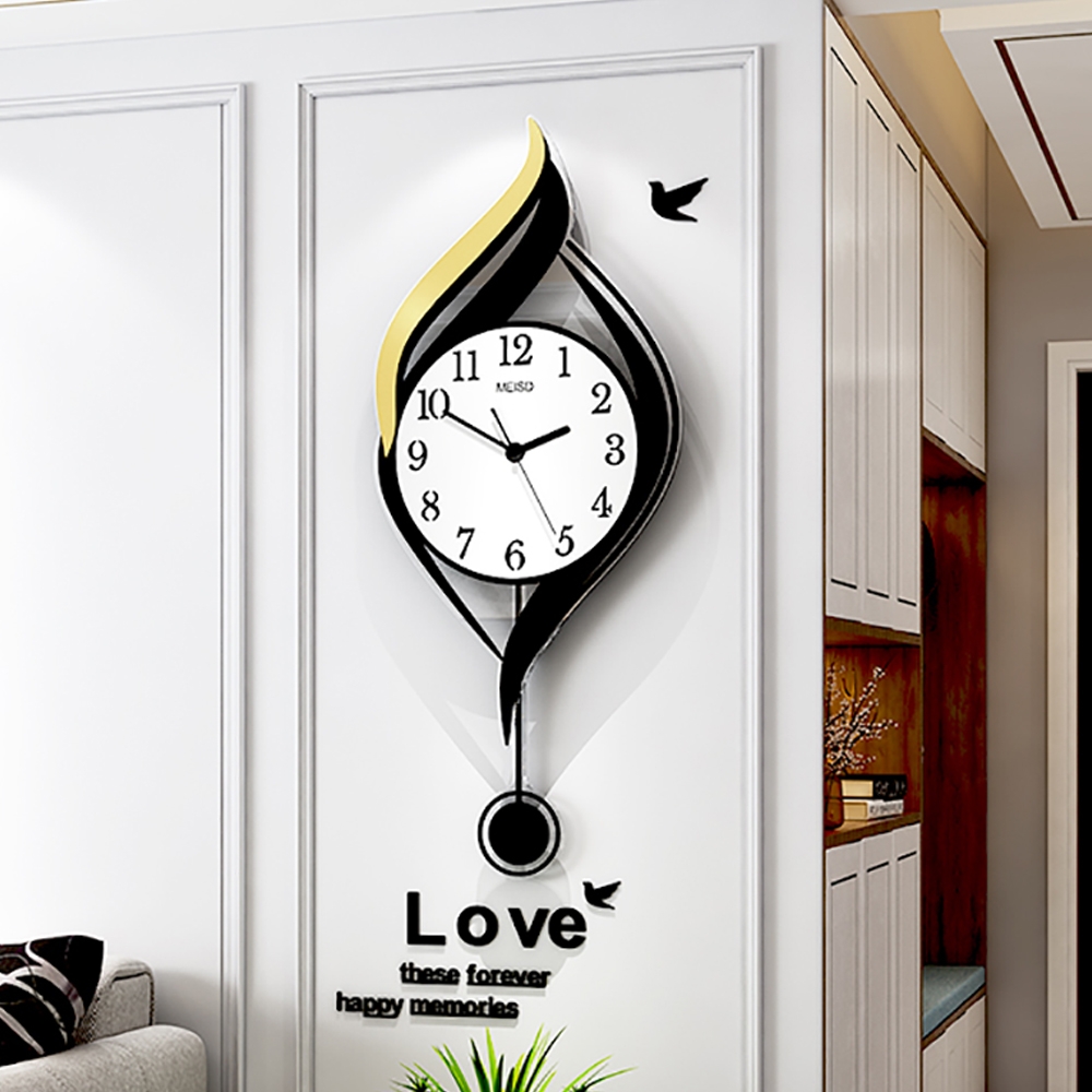 Luxury Wall Clock Hollow-Out Arabic Numbers with Pendulum｜Homary UK