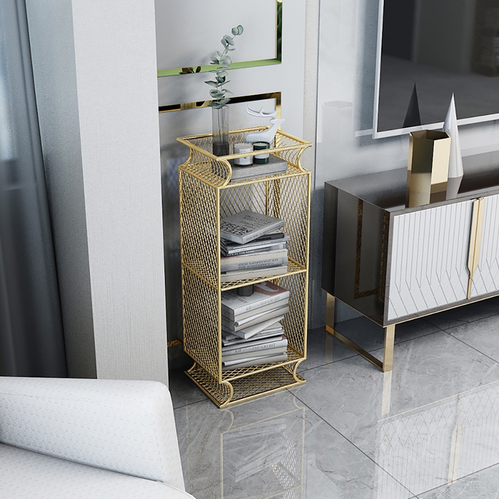 Modern Grid Bookcase Freestanding Gold Display Bookshelf | Homary