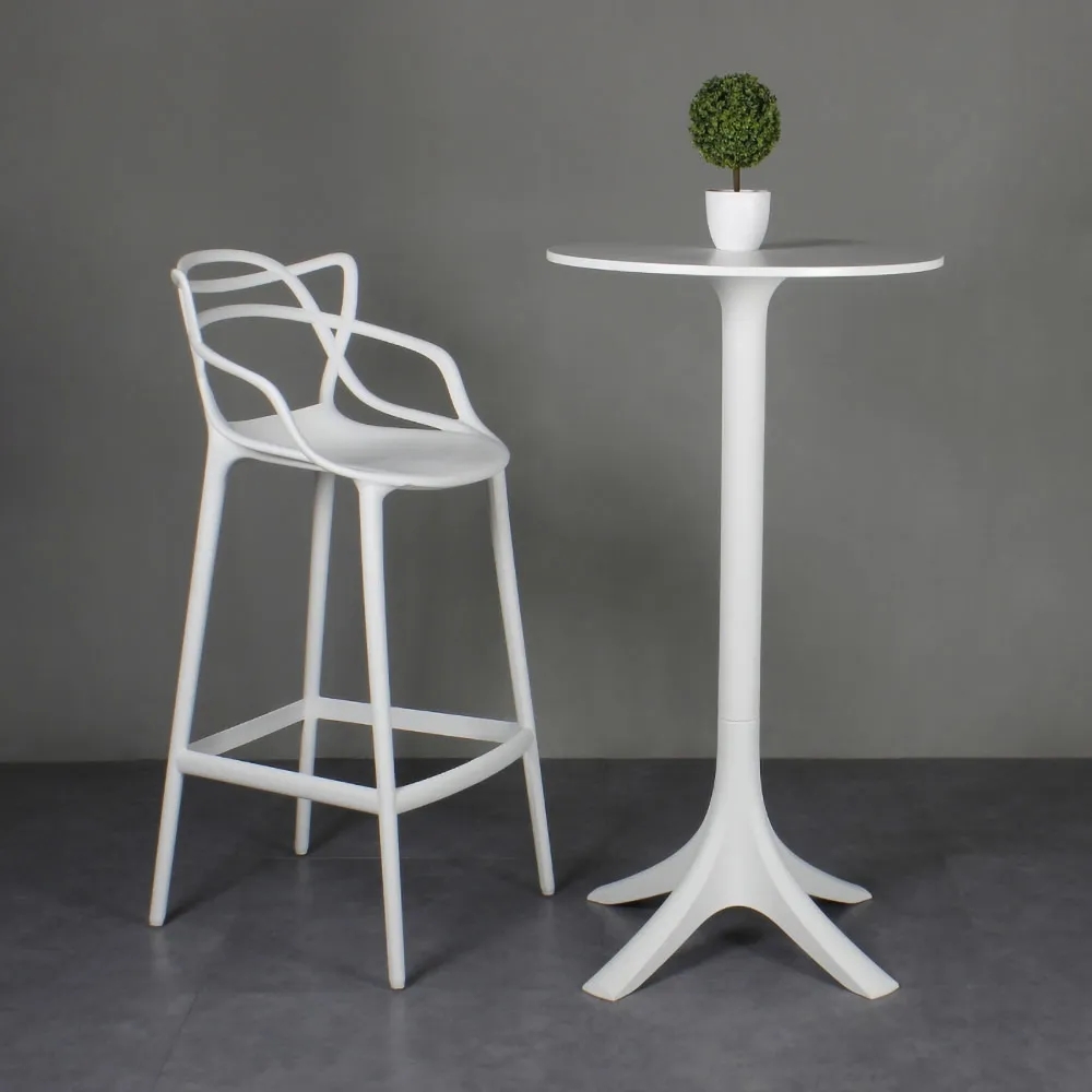 Modern White 29.5" Plastic Bar Stool Counter Stool｜Homary