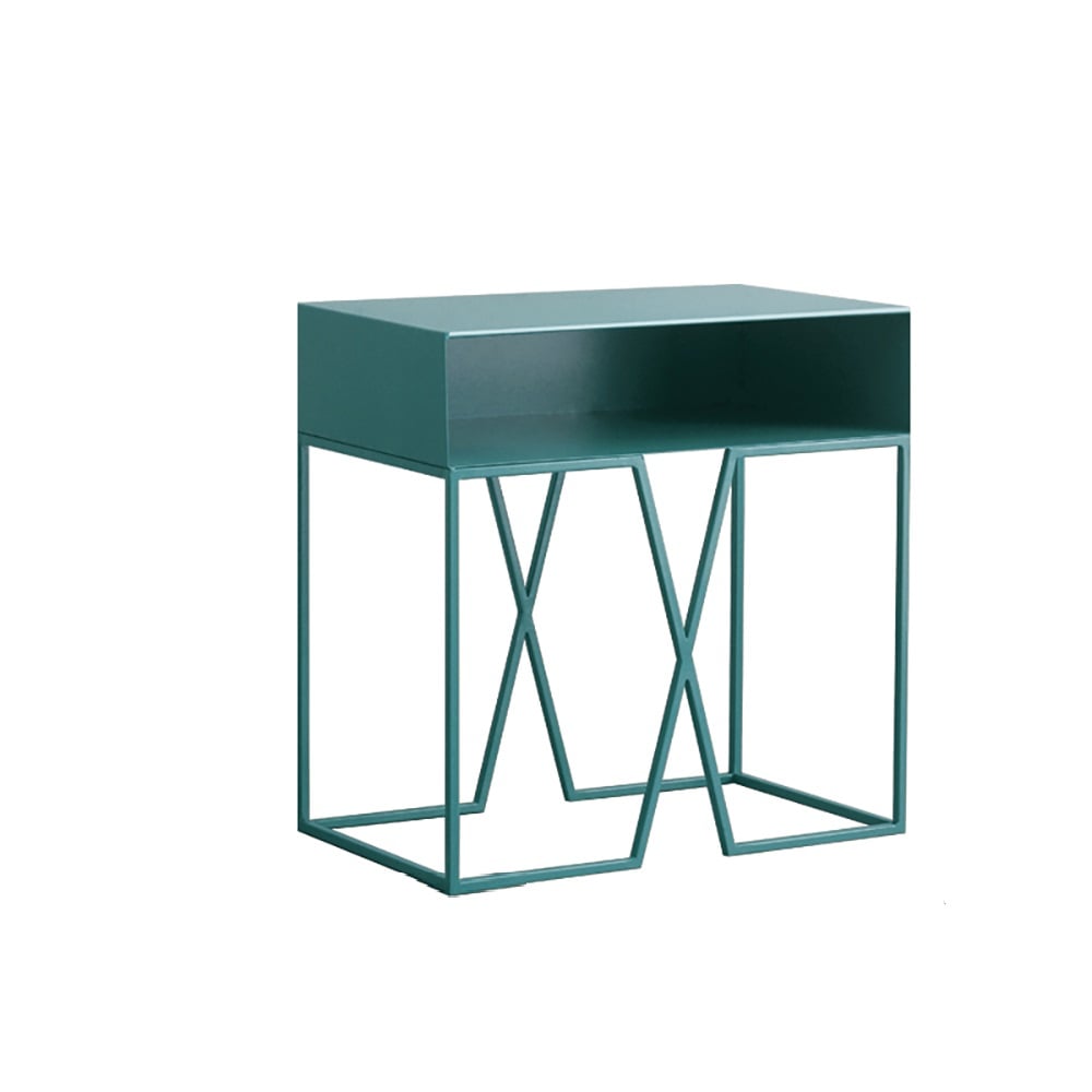 Blue End Table with Storage Modern Metal Side Table｜Homary UK