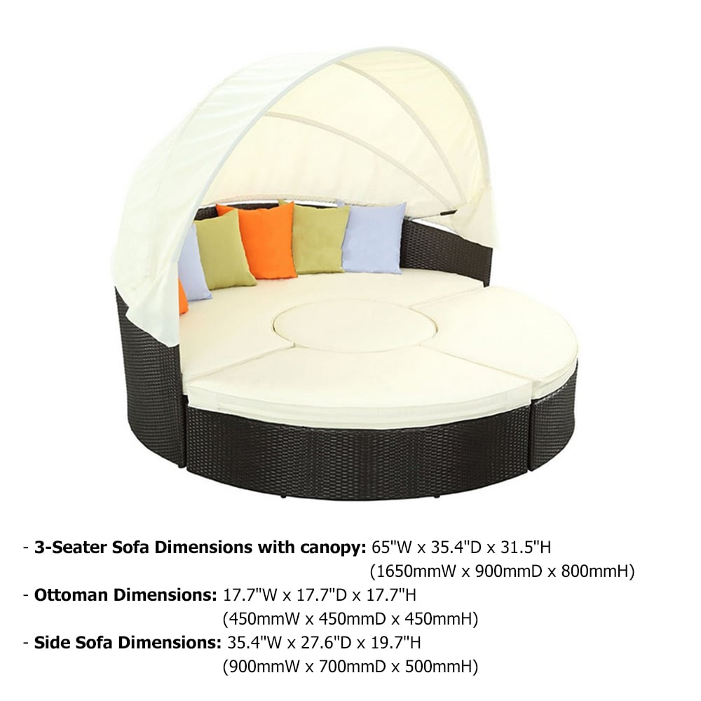 4-Pieces Outdoor Sectional Daybed Sofa Set with Cushion and Pillow ...