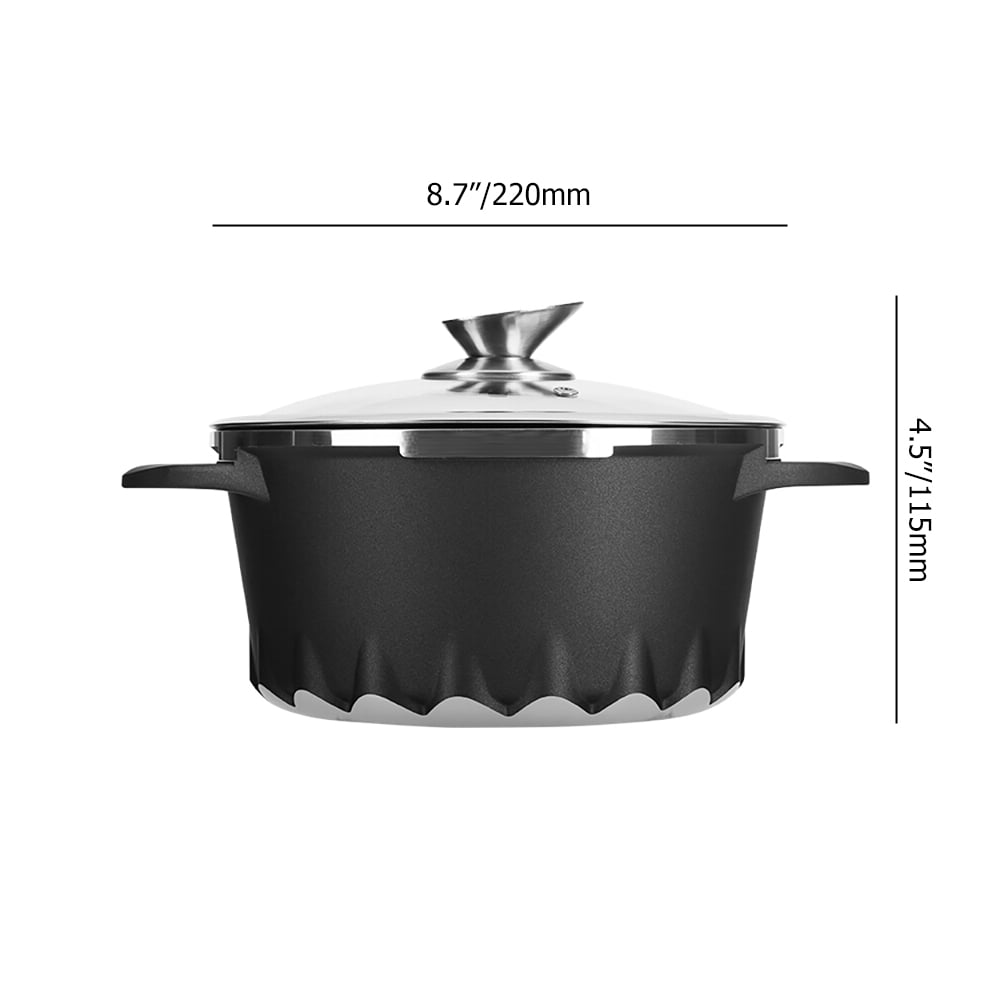 6 Pieces Aluminum Nonstick Cookware Set with Lids and Flame Pattern ...