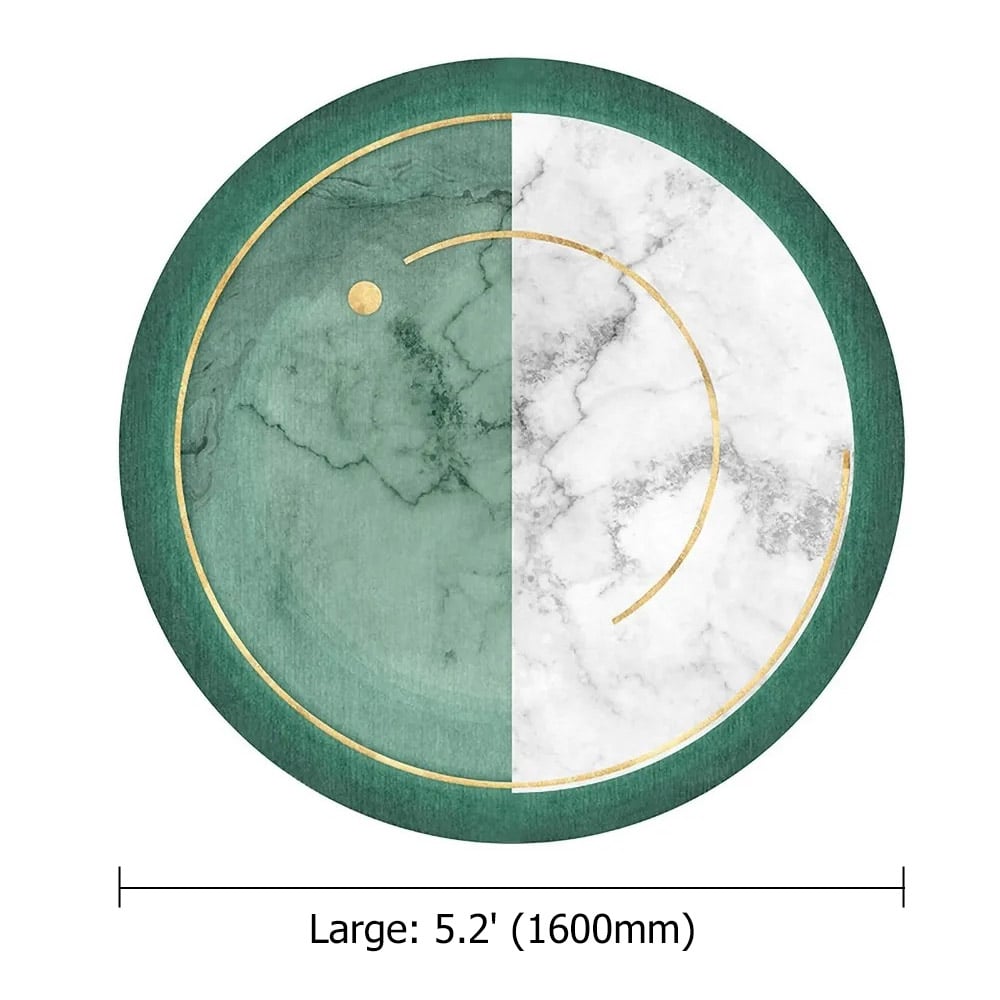 Modern Round Area Rug 5' Abstract Green and White Indoor Area Rug in ...