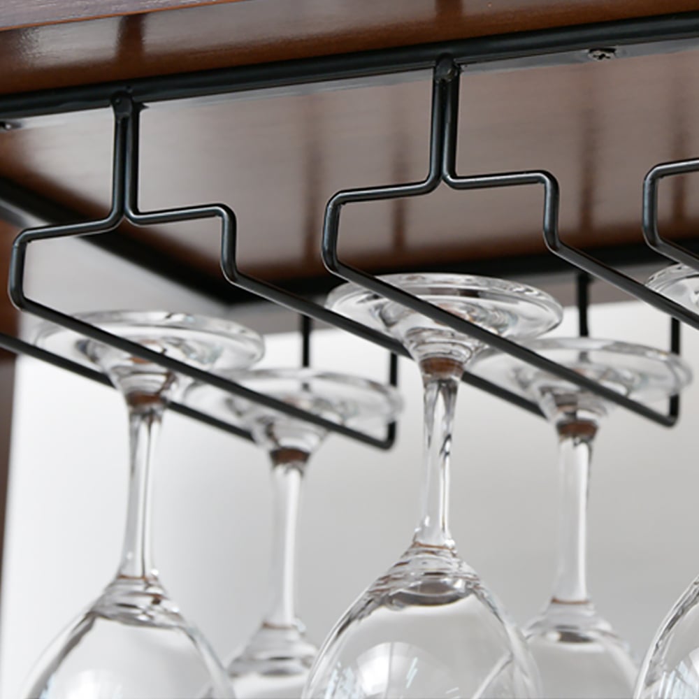 Rustic Modern Standing Wine Rack Shelves with Glass Rack -A | Homary