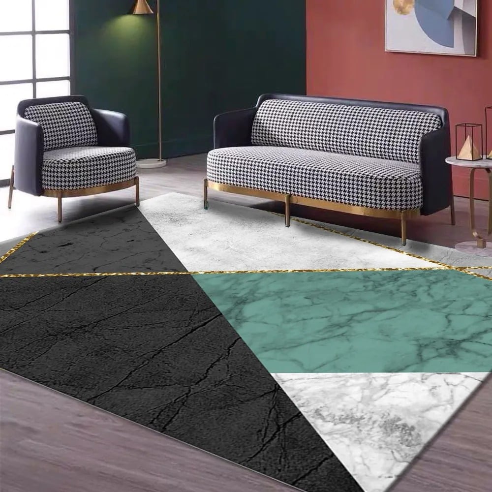 Green/Black Modern Abstract Rectangle Indoor Area Rug 5'x7'｜Homary