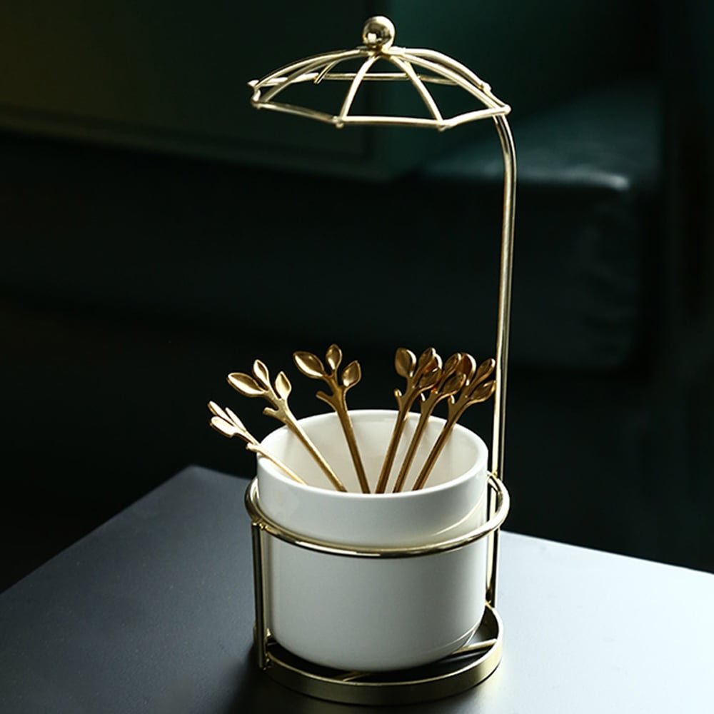 Sun Shade Utensil Organizer in Green&Gold/White&Gold-White｜Homary AU