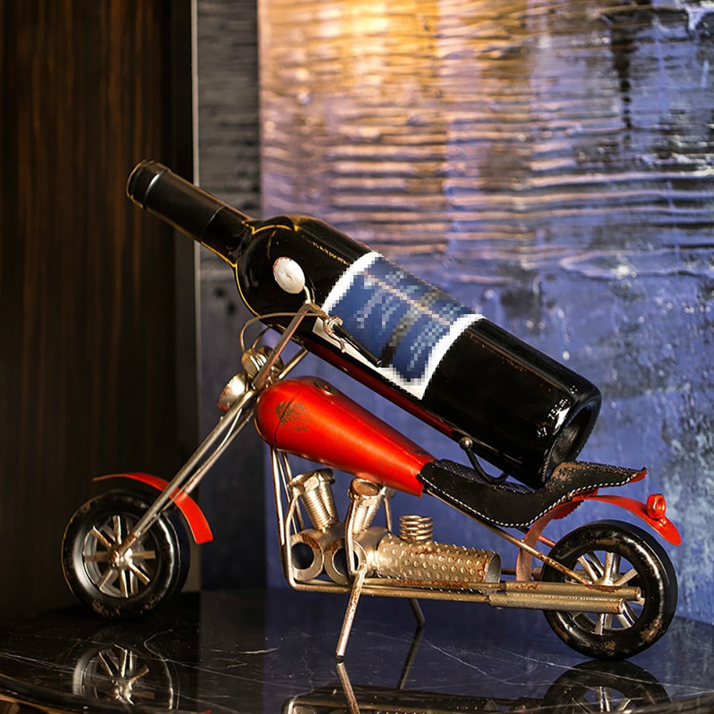 Red Industrial Harley Motorcycle Wine Rack｜Homary UK