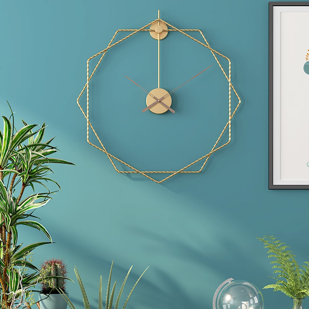 500mm Modern Luxury Minimalist Artistic Metal Large Geometry Wall Clock | Homary UK