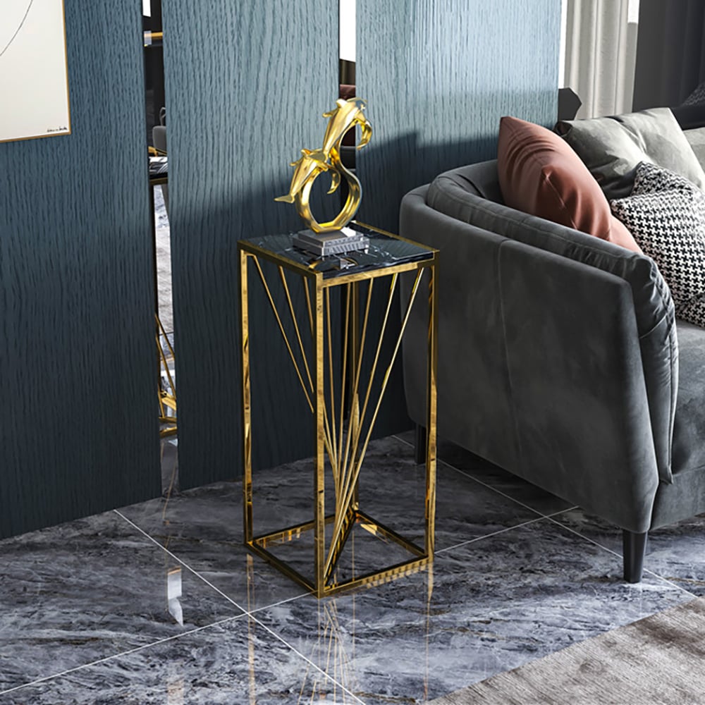 Nordic Decor Freestanding Marble Plant Stand in Black｜Homary