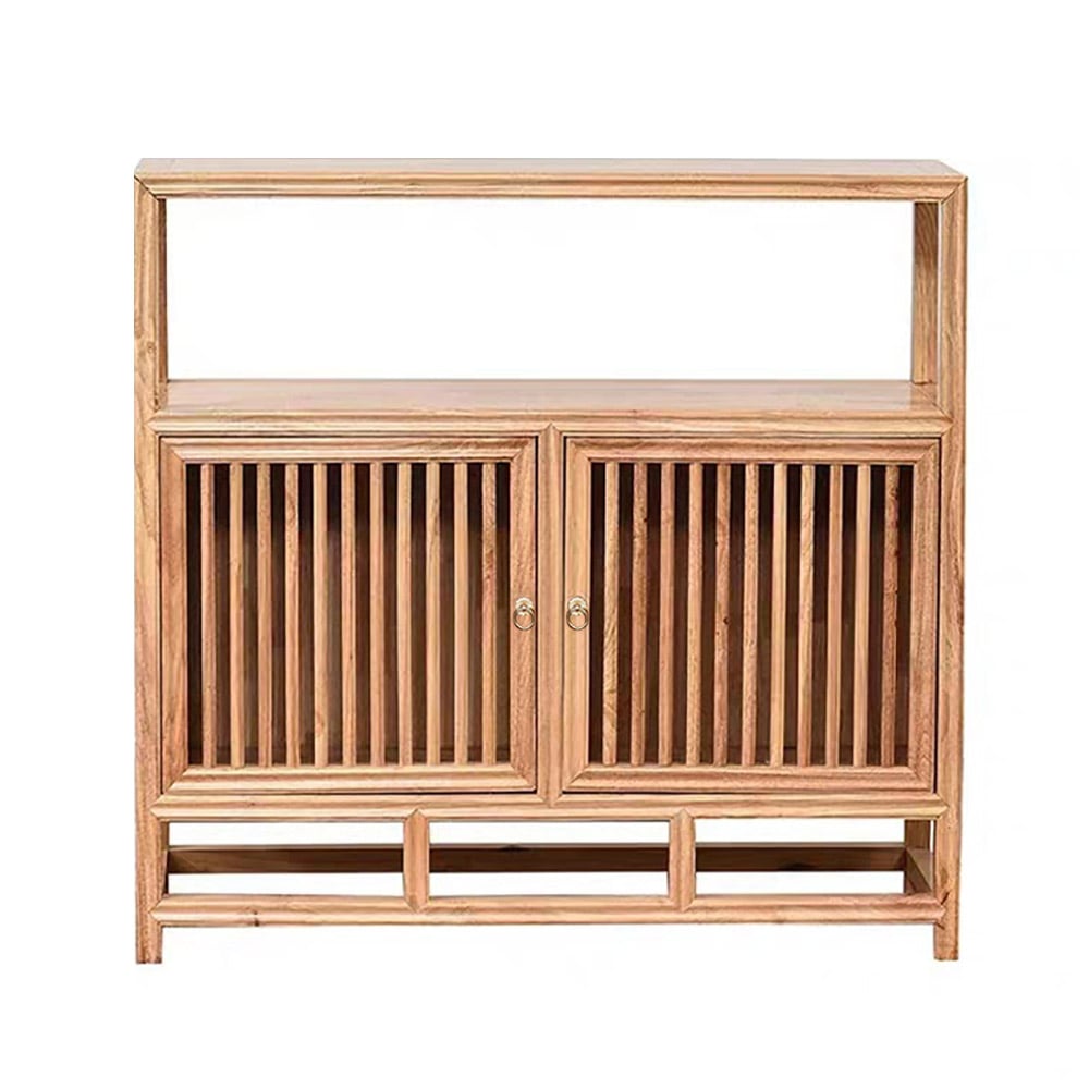 Vintage Natural Sideboard Neo-Chinese Buffet Crib Doors & Open Storage ...