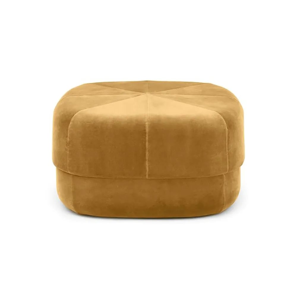 Yellow 23.6''Dia Round Stool Velvet Upholstered Ottoman｜Homary UK
