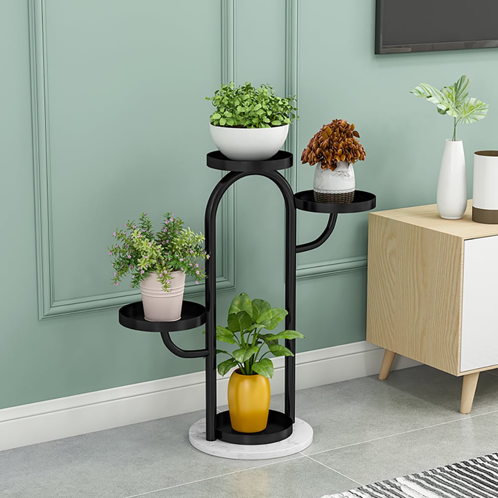 Modern Tree-Shaped 4/6-Tiered Plant Stand in Black Set of 2 25"/37｜Homary