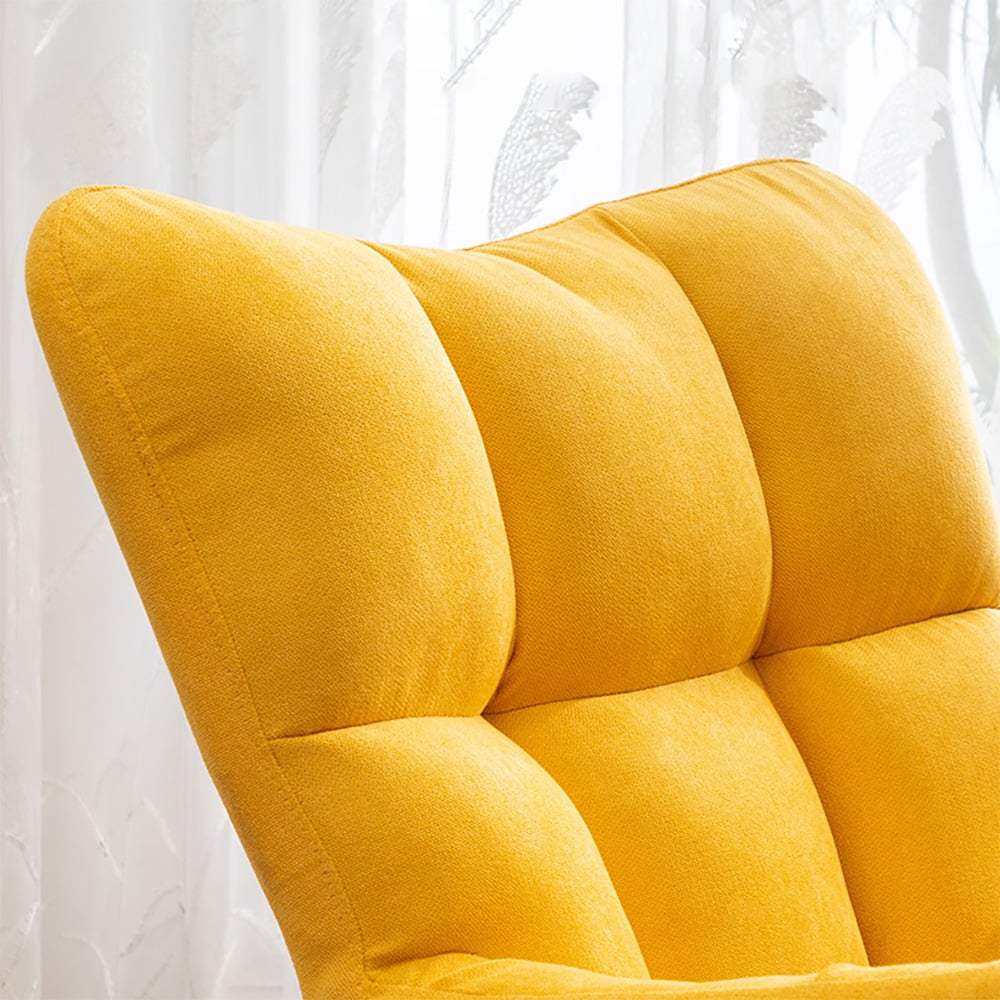 Modern Yellow Accent Chair with Tufted Upholstered Cotton & Linen ...